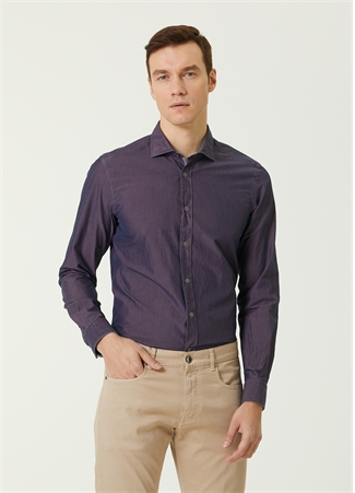 Pal Zileri Erkek Mor İngiliz Yaka Gömlek 40 IT