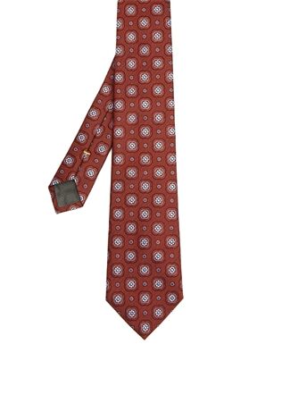 Canali Erkek Kahverengi Mikro Desenli İpek Kravat EU