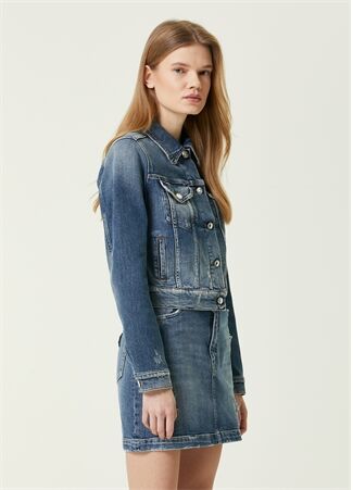 Dolce&Gabbana Kadın Mavi Yıpratmalı Jean Ceket 38 IT