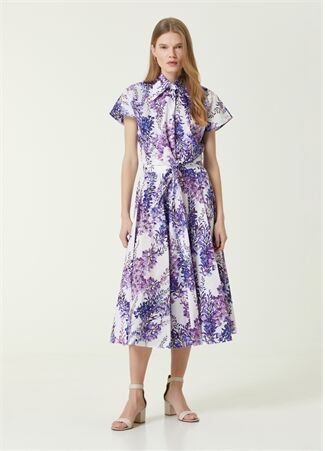 Dolce&Gabbana Kadın Mor Yüksek Bel Çiçekli Midi Etek 38 IT
