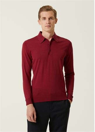 Kiton Erkek Kırmızı Polo Yaka Yün Triko L EU