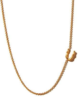 Fidelle Kadın Sideways Alphabet U Formlu Altın Rengi Kolye L EU