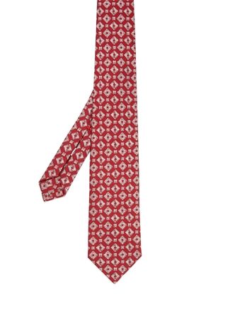 Isaia Erkek Bordo Geometrik Desenli İpek Kravat EU Isaia Erkek Bordo Geometrik Desenli İpek Kravat EU