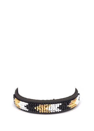 Beadberry Kadın Colorblocked Boncuklu Deri Bileklik EU