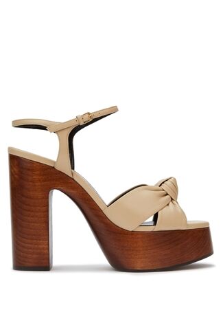 Kadın Bianca Bej Topuklu Deri Sandalet 35 EU