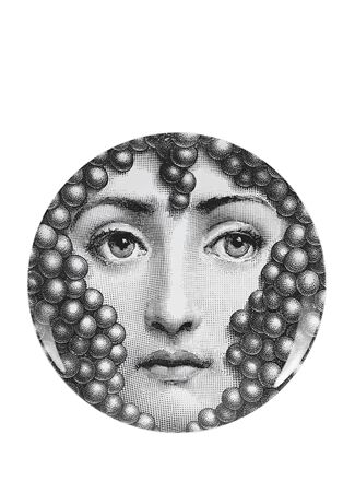 Fornasetti Tema e Variazioni no 111 Porselen Dekoratif Tabak Siyah