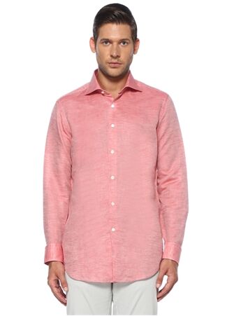 Pal Zileri Erkek Bordo Açık Yaka Keten Gömlek 38 IT