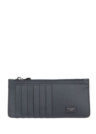 Dolce&Gabbana Erkek Gri Logolu Deri Kartlık EU