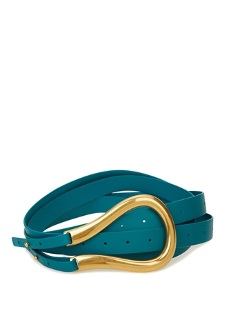 Bottega Veneta Kadın Yeşil Gold Toka Detaylı Deri Kemer Mavi S EU Bottega Veneta Kadın Yeşil Gold Toka Detaylı Deri Kemer Mavi S EU