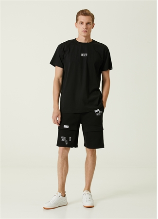 Boy London Erkek Siyah Logo Baskılı Şort S EU