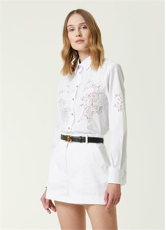 Dolce&Gabbana Kadın Beyaz Dantel Garnili Gömlek 38 IT
