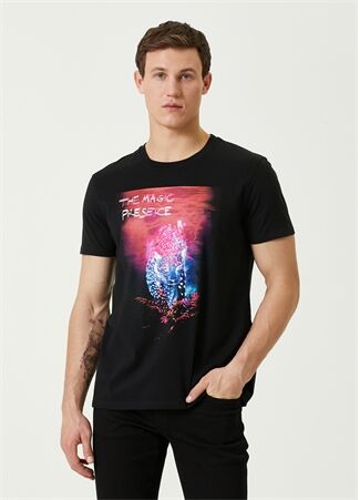 Etro Erkek Siyah Bisiklet Yaka Baskılı T-shirt S EU