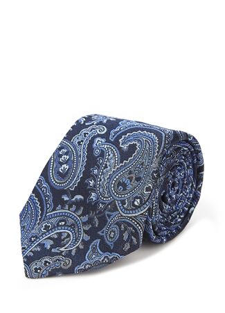Kiton Erkek Mavi Etnik Desenli İpek Kravat EU