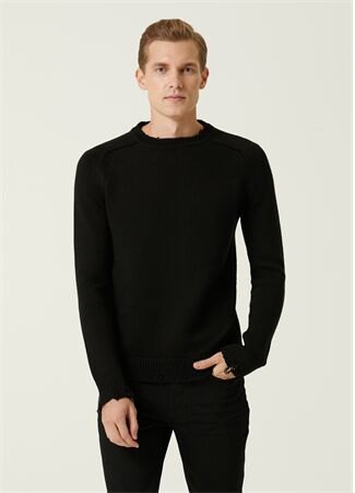 Erkek Siyah Bisiklet Yaka Kazak S EU Erkek Siyah Bisiklet Yaka Kazak S EU