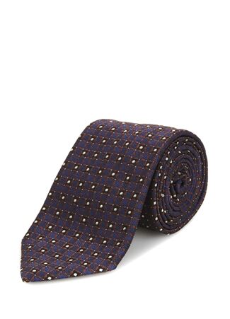 Beymen Collection Erkek Lacivert Mikro Desenli İpek Kravat EU IT
