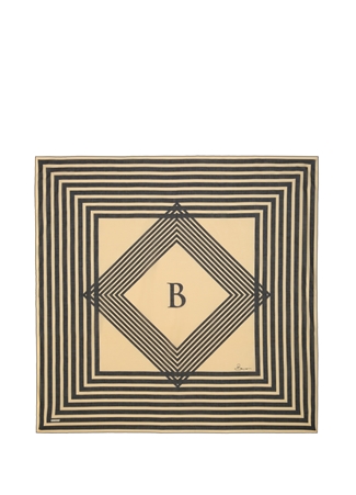 Beymen Kadın Bej Siyah Geometrik Logo Baskılı Şal EU