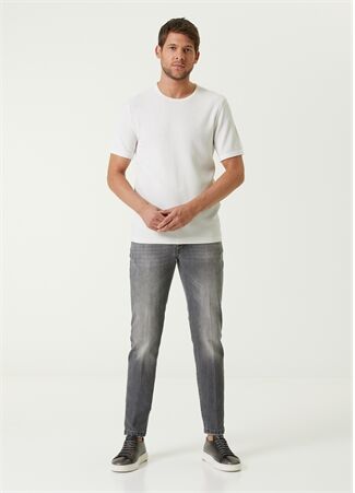 Kiton Erkek Gri Normal Bel Dar Paça Jean Pantolon 36 US