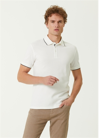 Beymen Club Erkek Slim Fit Beyaz Polo Yaka Dokulu T-shirt M Beymen Club Erkek Slim Fit Beyaz Polo Yaka Dokulu T-shirt M
