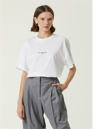 Stella McCartney Kadın Beyaz Logolu T-shirt 42 IT Stella McCartney Kadın Beyaz Logolu T-shirt 42 IT