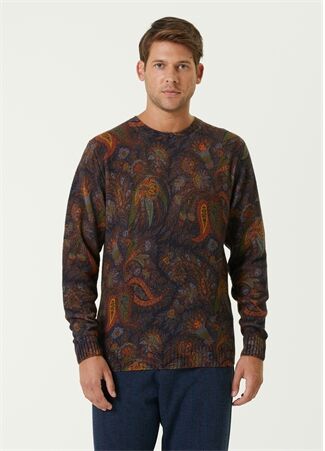 Etro Erkek Mavi Etnik Desenli Yün Kazak M EU