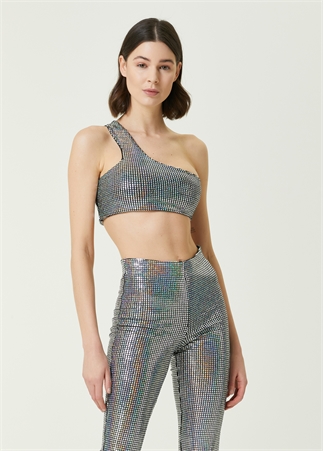 Dodo Bar Or Kadın Silver Parıltı Hologramik Desenli Abiye Bluz Gri 42 IT Dodo Bar Or Kadın Silver Parıltı Hologramik Desenli Abiye Bluz Gri 42 IT