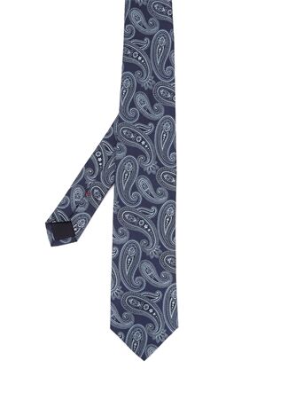 Beymen Collection Erkek Lacivert Şal Desenli İpek Kravat EU IT