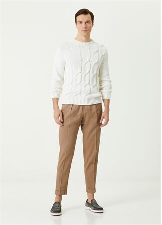 Kiton Erkek Bej Keten Pantolon 32 US
