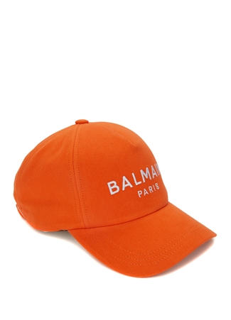 Balmain Erkek Turuncu Logolu Şapka Beyaz EU Balmain Erkek Turuncu Logolu Şapka Beyaz EU