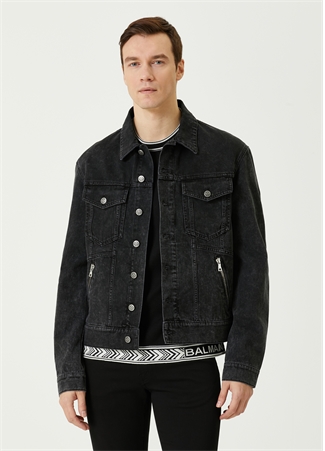 Balmain Erkek Siyah Denim Ceket 50 IT Balmain Erkek Siyah Denim Ceket 50 IT