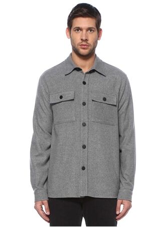 Academia Erkek Gri Cep Detaylı Dış Gömlek S EU
