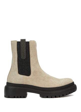 Brunello Cucinelli Kadın Bej Bant Detaylı Deri Bot 36 EU