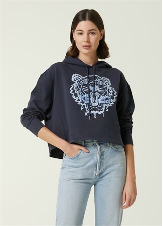Kenzo Kadın Tiger Mavi Kapüşonlu Sweatshirt S EU