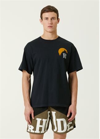 Rhude Erkek Siyah Logo Baskılı T-shirt S EU