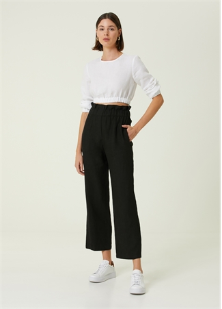 Dor Raw Luxury Kadın As Within So Without Siyah Keten Pantolon XS EU