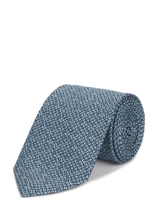 Pal Zileri Erkek Mavi Desenli İpek Kravat EU