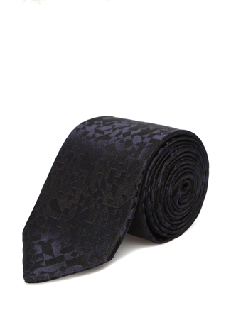 Pal Zileri Erkek Lacivert Geometrik Desenli İpek Kravat EU