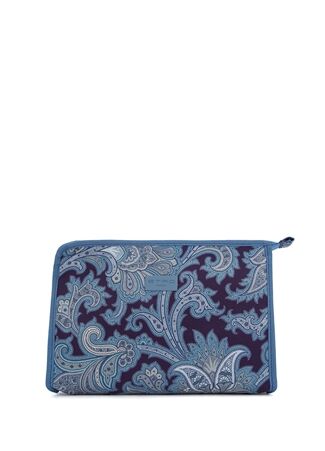 Etro Kadın Mavi Etnik Desenli Makyaj Çantası EU