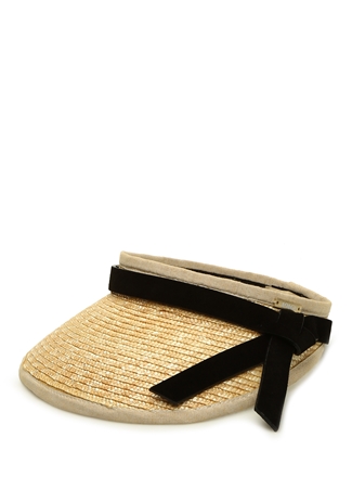 Catarzi Kadın Bej Siyah Hasır Şapka 57 EU