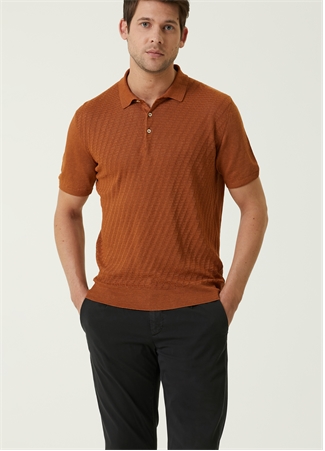Corneliani Erkek Kahverengi Dokulu Keten Polo Yaka T-shirt 54 IT Corneliani Erkek Kahverengi Dokulu Keten Polo Yaka T-shirt 54 IT