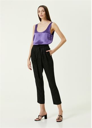 Maksu Kadın Ikon Siyah Yüksek Bel Jakarlı Pantolon S EU