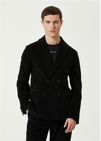 Academia Erkek Siyah Kruvaze Kadife Ceket 44 IT