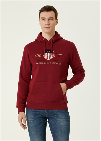 Gant Erkek Kırmızı Kapüşonlu Logo Nakışlı Sweatshirt L EU Gant Erkek Kırmızı Kapüşonlu Logo Nakışlı Sweatshirt L EU
