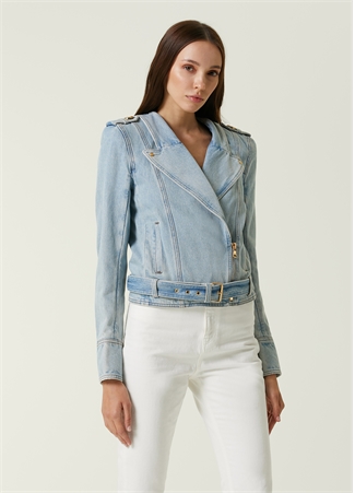 Balmain Kadın Mavi Kemer Detaylı Denim Ceket 40 FR Balmain Kadın Mavi Kemer Detaylı Denim Ceket 40 FR