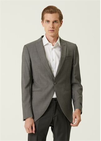 Pal Zileri Erkek Gri Kırlangıç Yaka Desenli Yün Ceket 48 IT