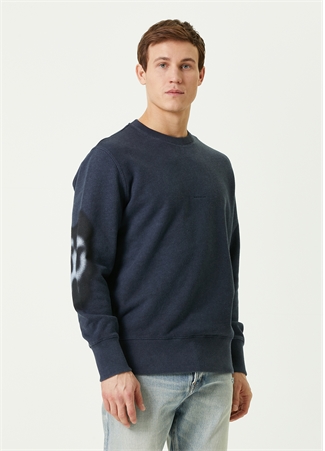 Givenchy Erkek Lacivert Figür Detaylı Sweatshirt S EU Givenchy Erkek Lacivert Figür Detaylı Sweatshirt S EU