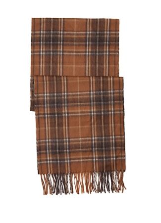 Begg&Co Erkek Jura Kahverengi Ekose Desenli Yün Atkı Bej EU