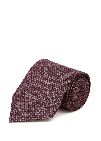 Pal Zileri Erkek Bordo Mikro Desenli İpek Kravat EU