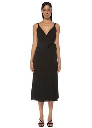 Prada Kadın Siyah Pilili Midi Elbise 40 IT