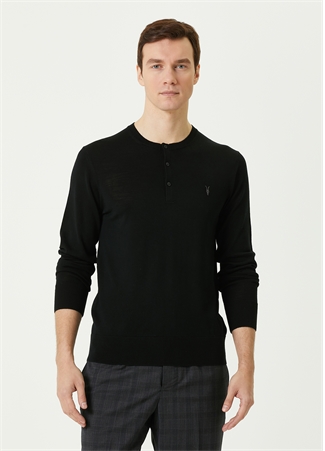 Allsaints Erkek Mode Siyah Yün Kazak L EU