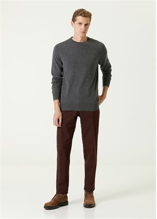 Isaia Erkek Bordo Dar Paça Pantolon 54 IT Isaia Erkek Bordo Dar Paça Pantolon 54 IT